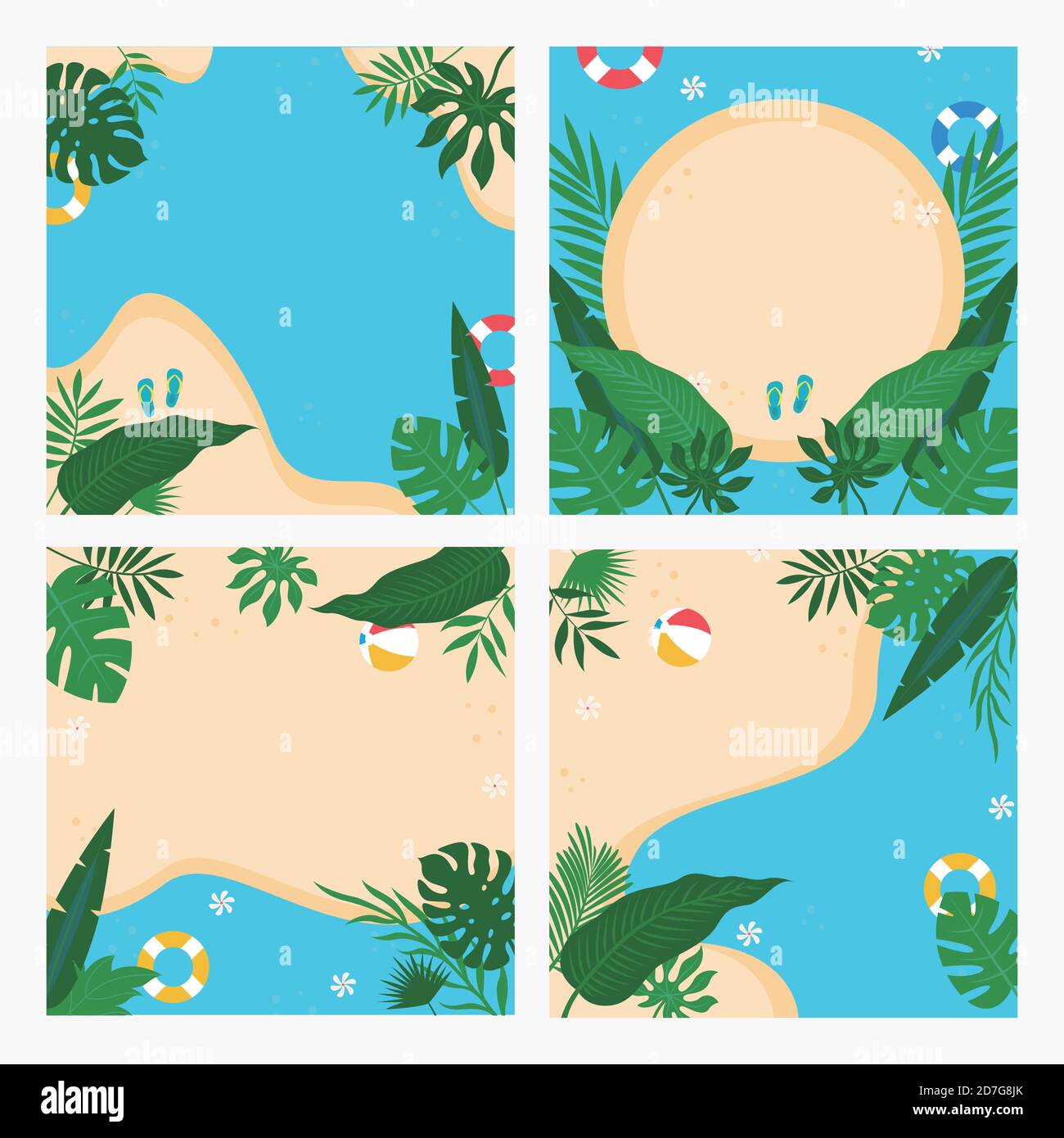 Set of colorful summer background designs illustration 001 Stock Vector ...