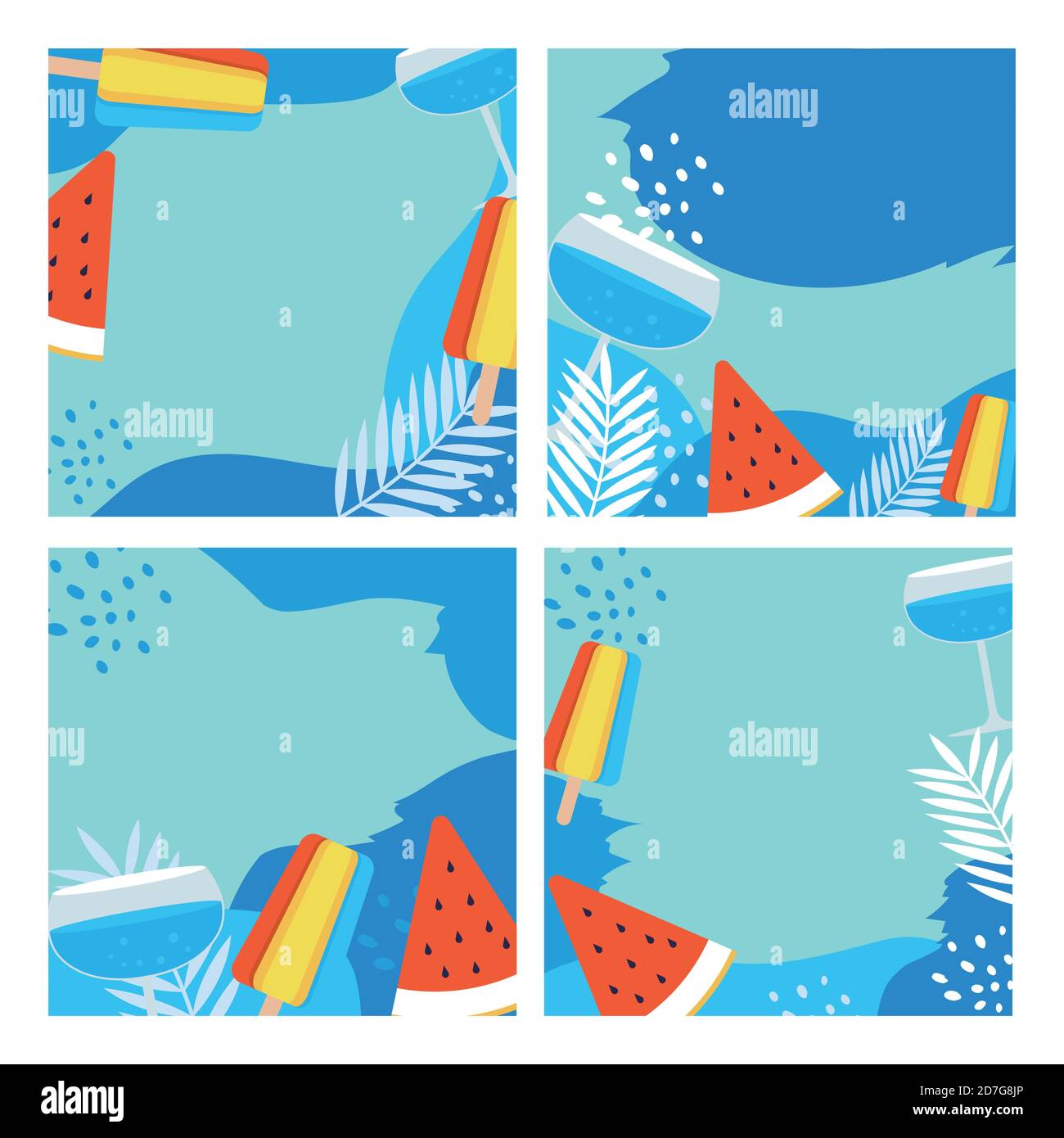 Set of colorful summer background designs illustration 007 Stock Vector ...