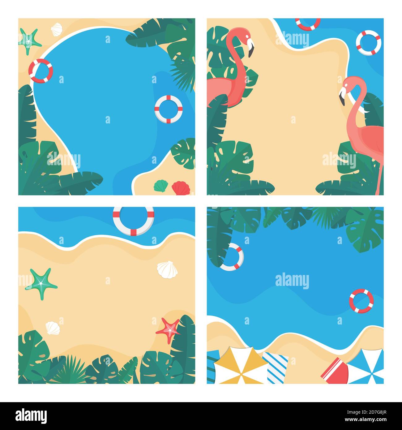 Set of colorful summer background designs illustration 008 Stock Vector ...
