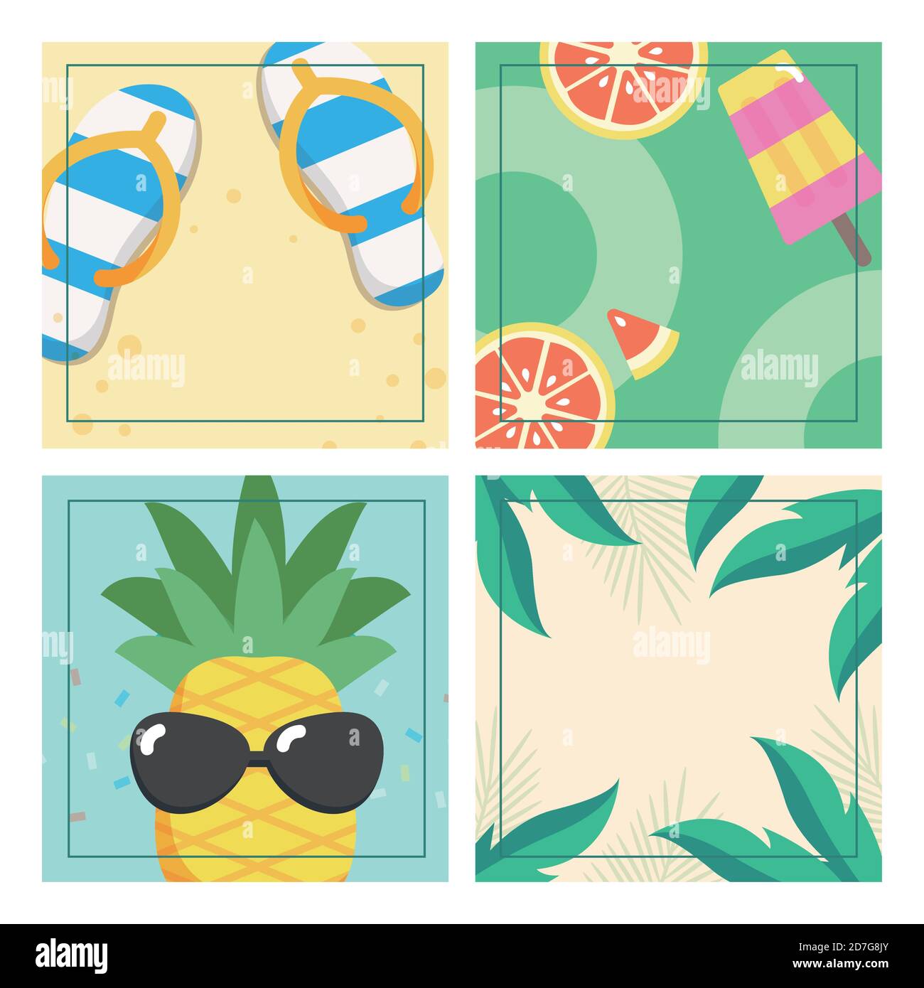 Set of colorful summer background designs illustration 009 Stock Vector ...