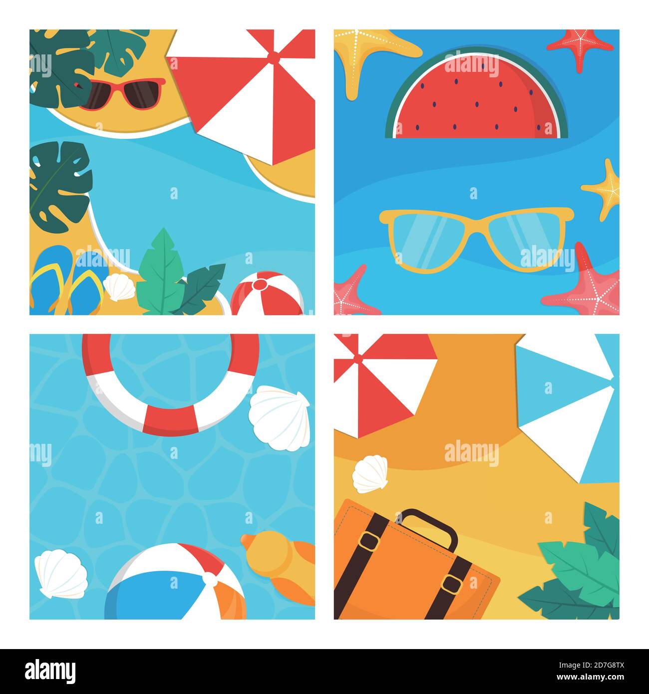 Set of colorful summer background designs illustration 013 Stock Vector ...