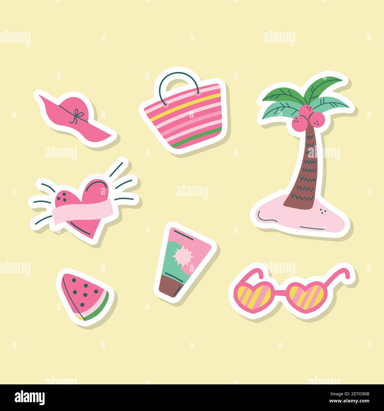 Summer elements set isolated on white background illustration 007 Stock ...