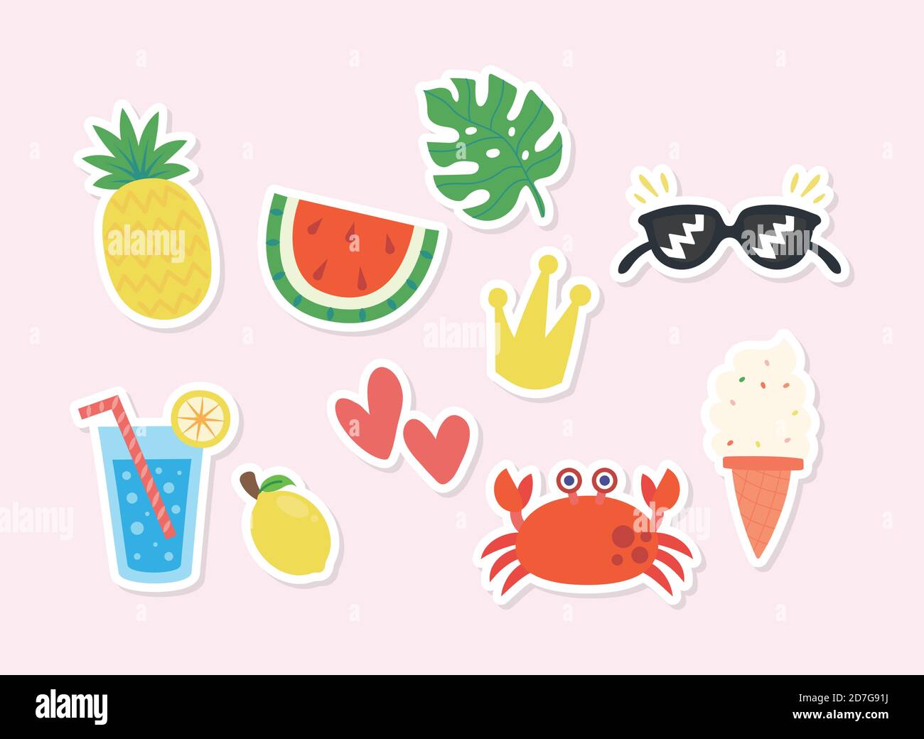 Summer elements set isolated on white background illustration 013 Stock ...