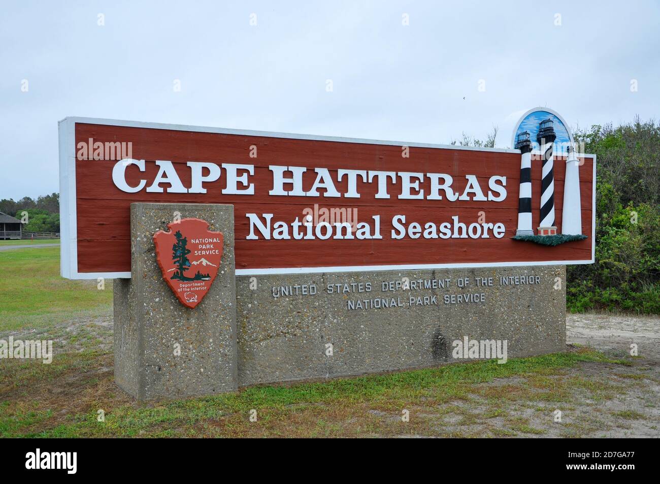 Sign of Cape Hatteras National Seashore in North Carolina, USA Stock ...
