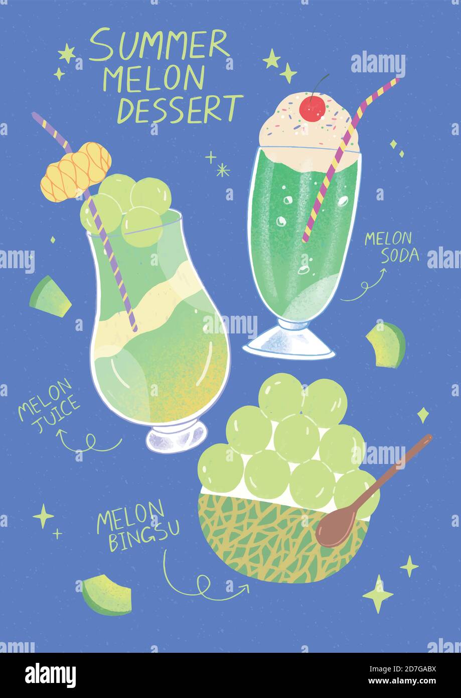 Summer desserts for the menu hand drawn illustration 006 Stock Vector ...