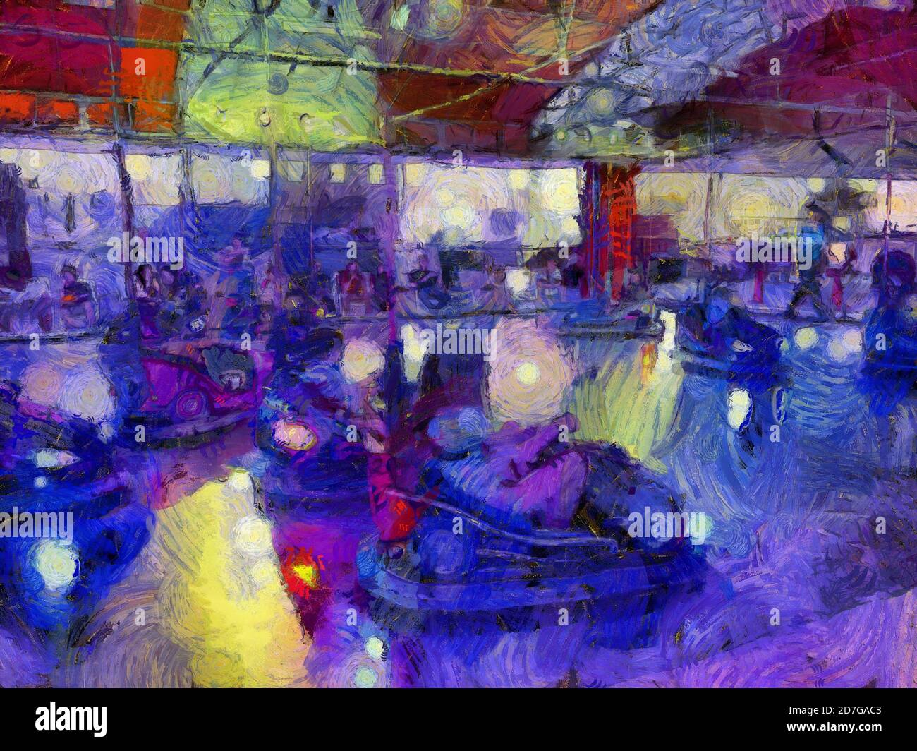 Car rides in the amusement park Illustrations creates an impressionist ...