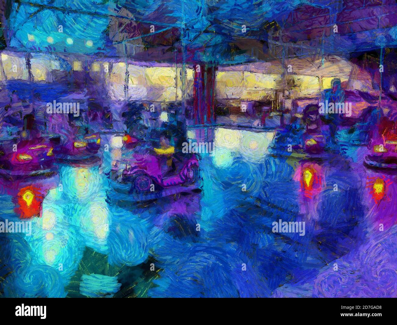 Car rides in the amusement park Illustrations creates an impressionist ...