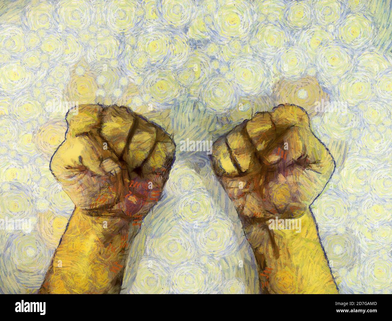 Man's hand Illustrations creates an impressionist style of painting ...