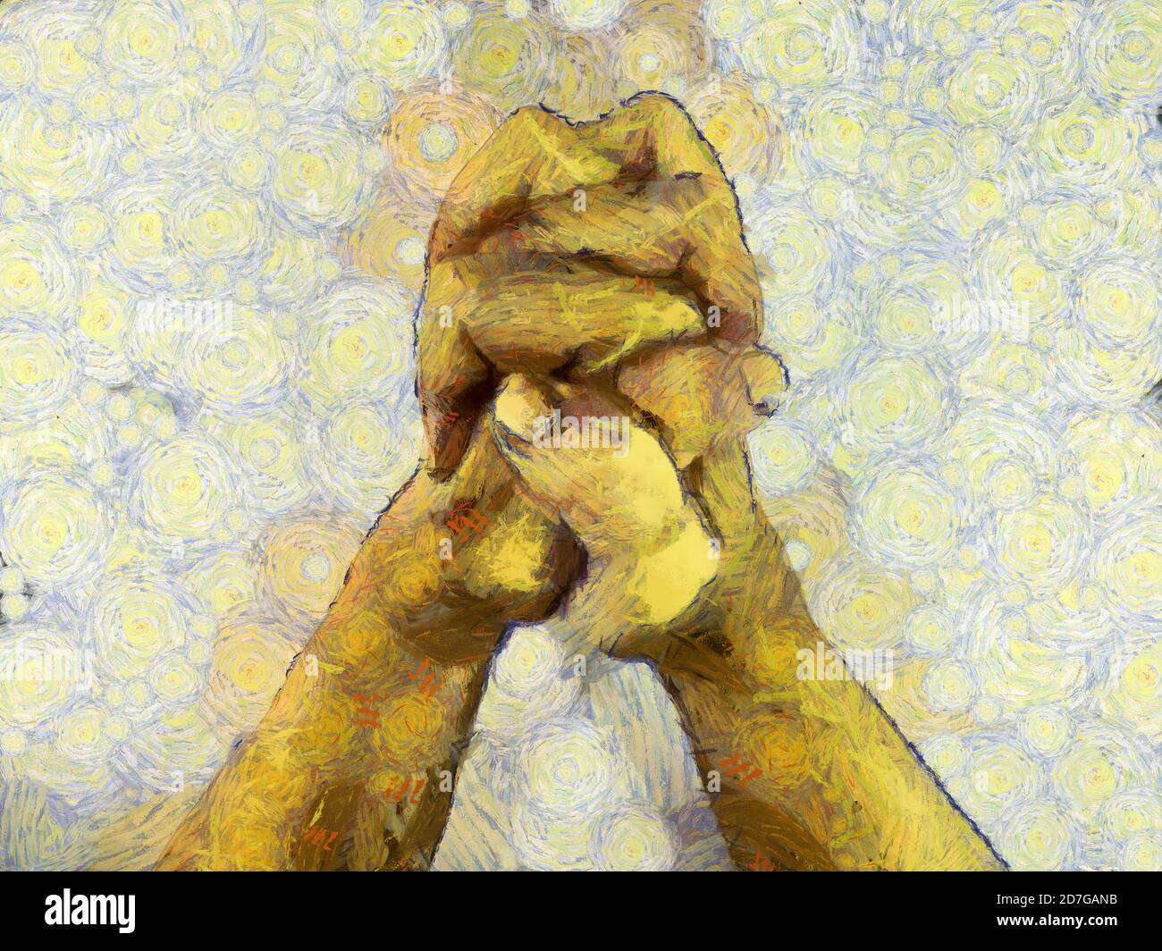 Man's hand Illustrations creates an impressionist style of painting ...