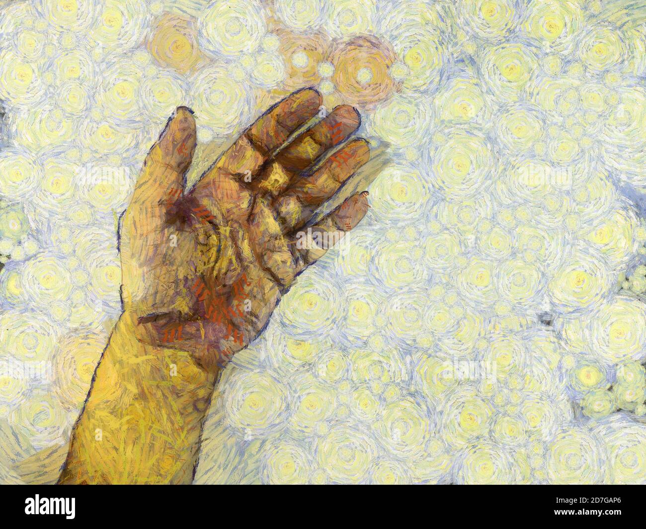 Man's hand Illustrations creates an impressionist style of painting ...