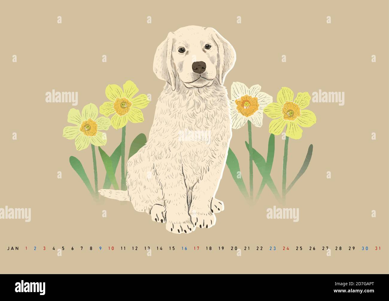 Cute monthly calendar with animals illustration 001 Stock Vector Image ...
