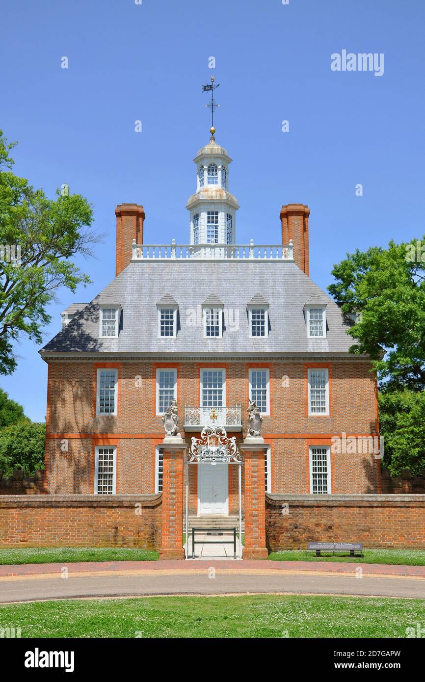 Governors Palace of British Colony in Williamsburg Historic District in ...