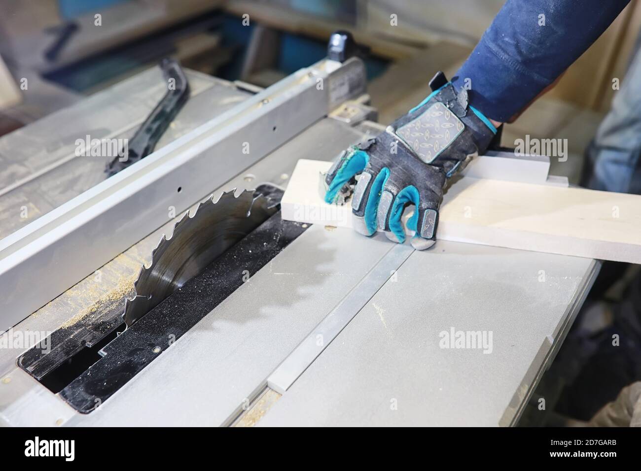 workshop with tools and electric saws in the process of manufacturing ...