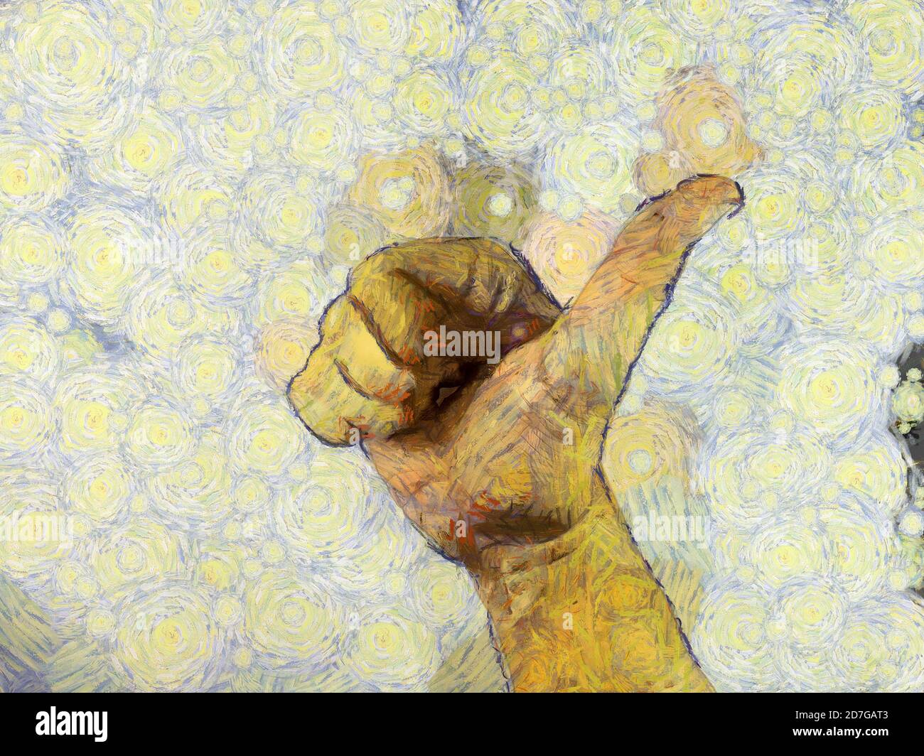 Man's hand Illustrations creates an impressionist style of painting ...