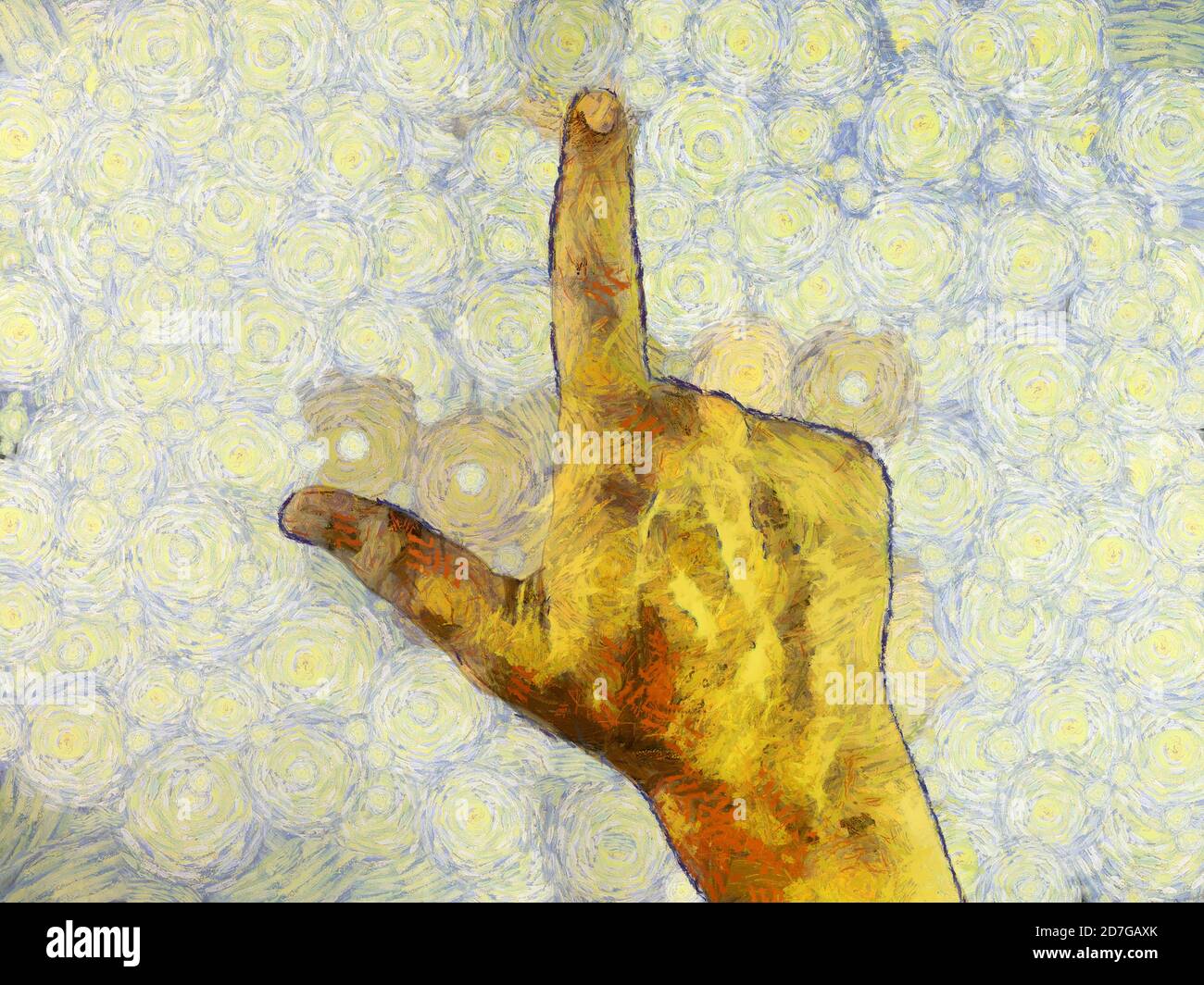 Man's hand Illustrations creates an impressionist style of painting ...