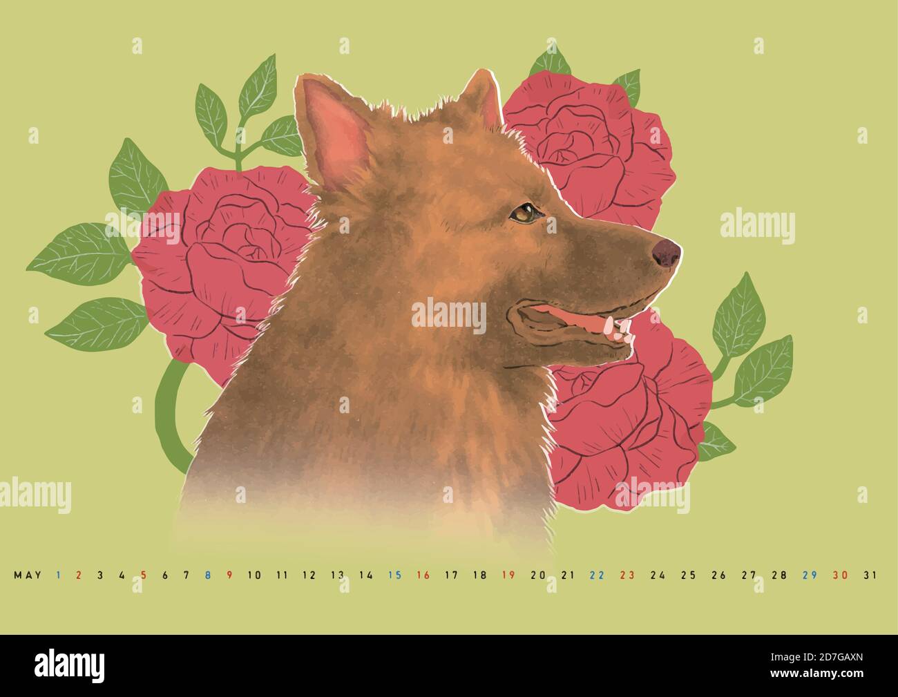 Cute monthly calendar with animals illustration 005 Stock Vector Image ...
