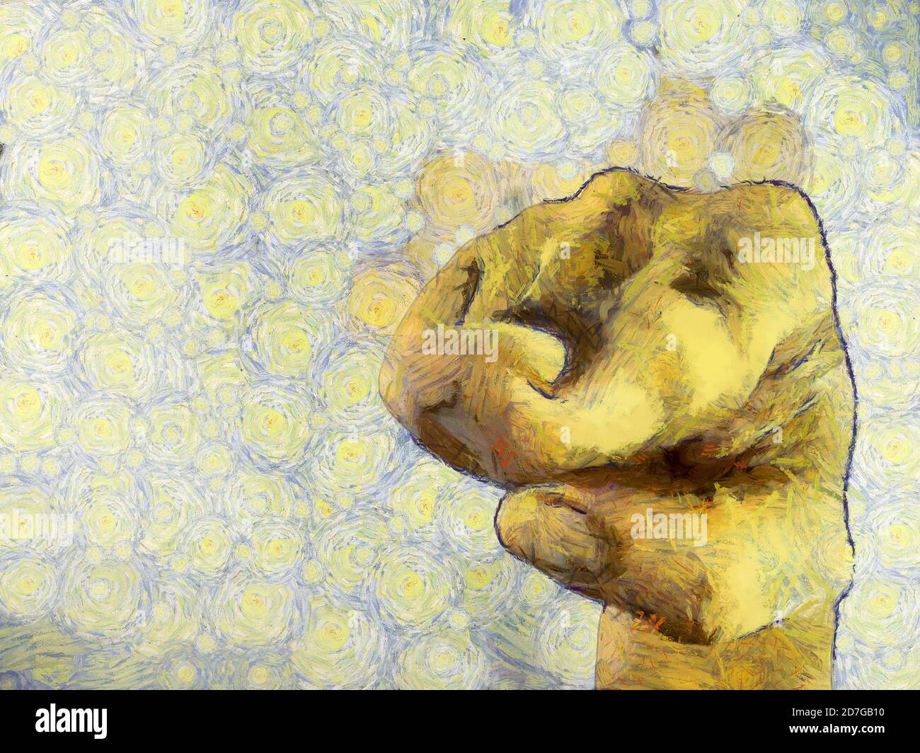 Man's hand Illustrations creates an impressionist style of painting ...