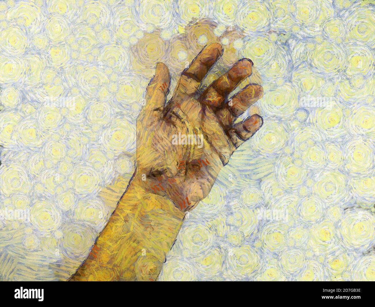 Man's hand Illustrations creates an impressionist style of painting ...