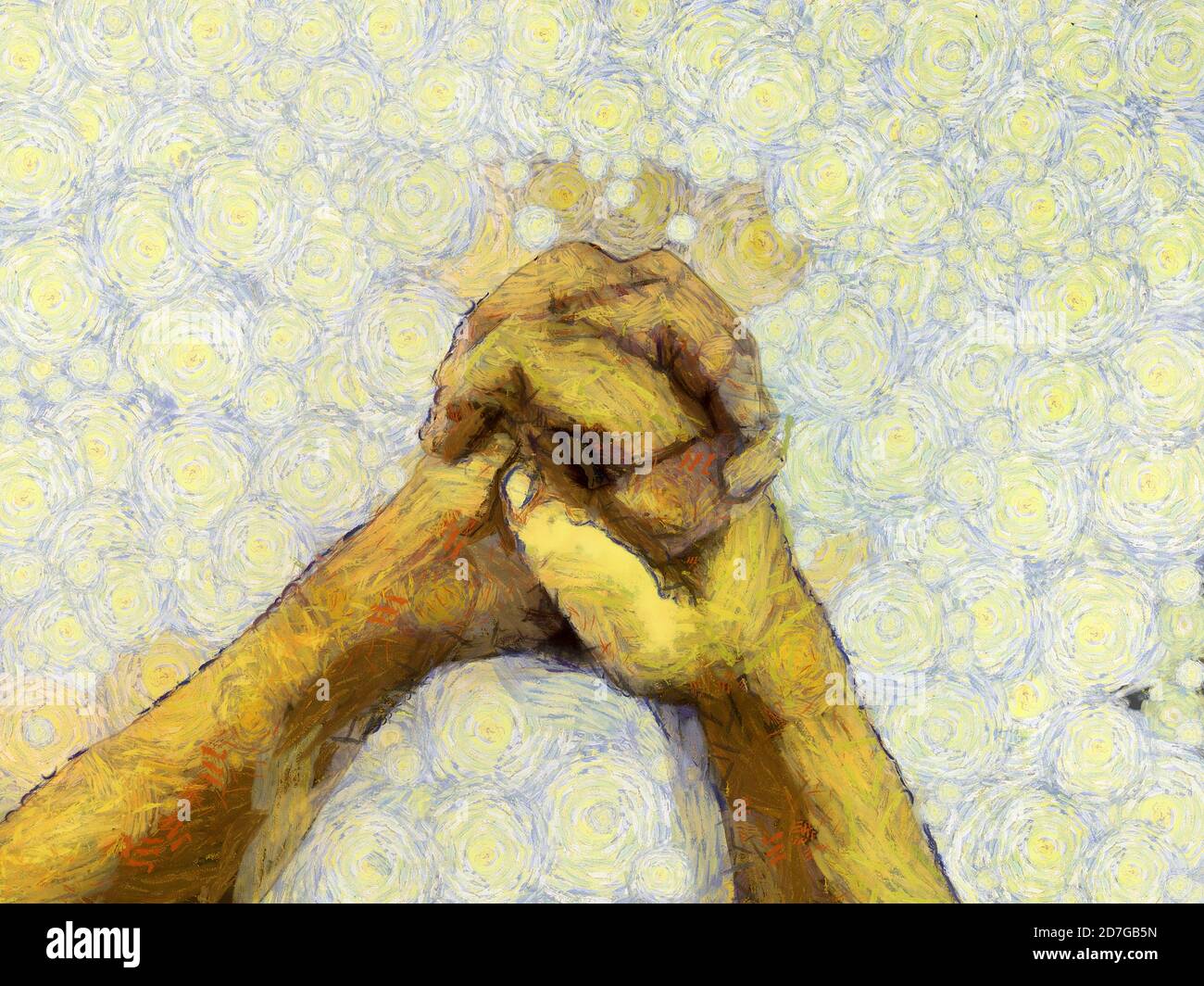 Man's hand Illustrations creates an impressionist style of painting ...