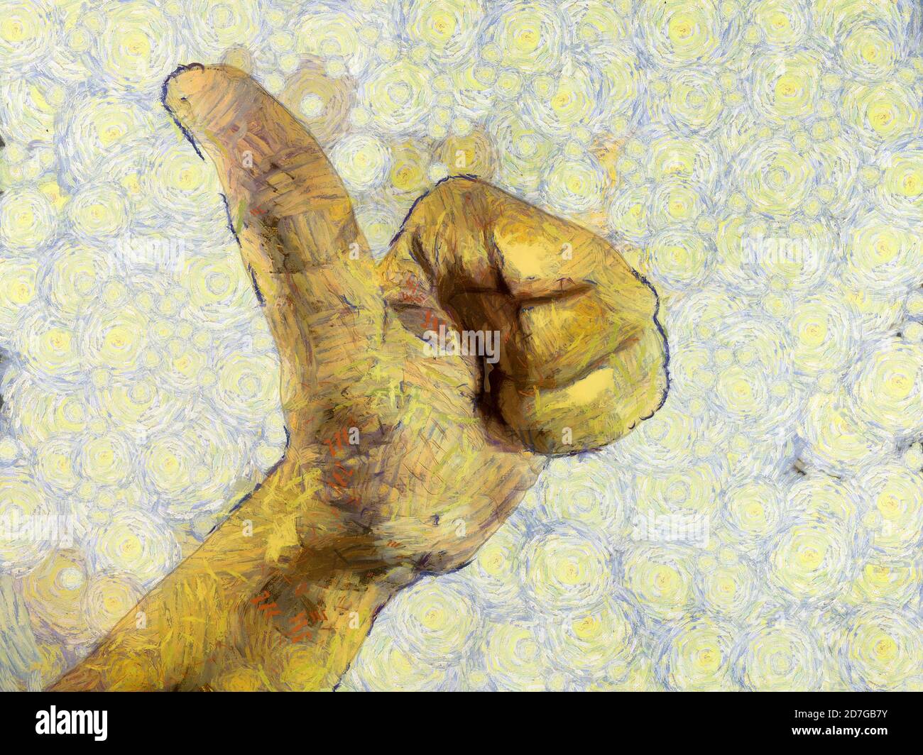 Man's hand Illustrations creates an impressionist style of painting ...