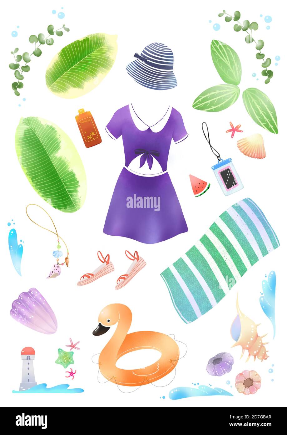 Colorful summer object hand-drawn illustration 005 Stock Vector Image ...