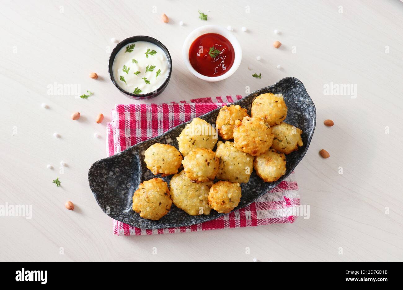 Sabudana vada or Sago fried fitters served with Curd or yogurt and ...