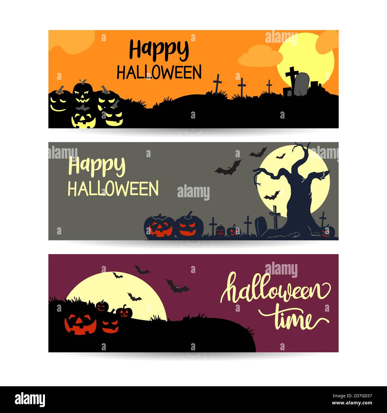 set of Halloween sale banners layout design. vector illustration Stock ...