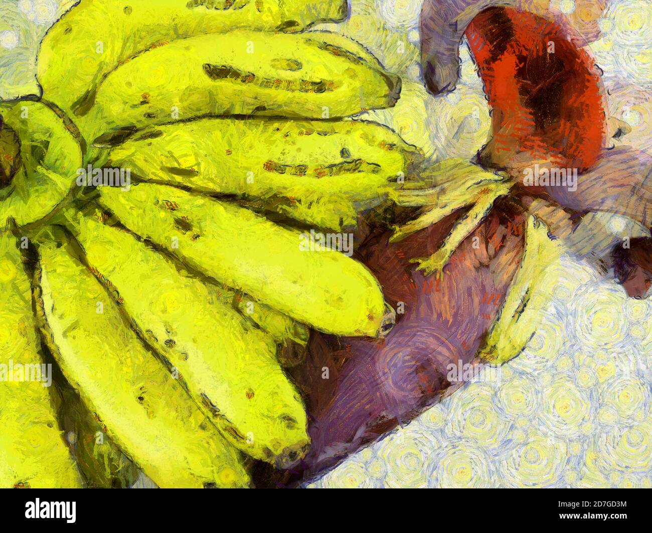 Banana comb Illustrations creates an impressionist style of painting ...