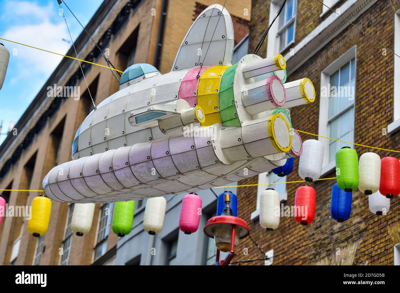 London, UK. 22nd Oct, 2020. A rocket lantern seen in London's Chinatown ...