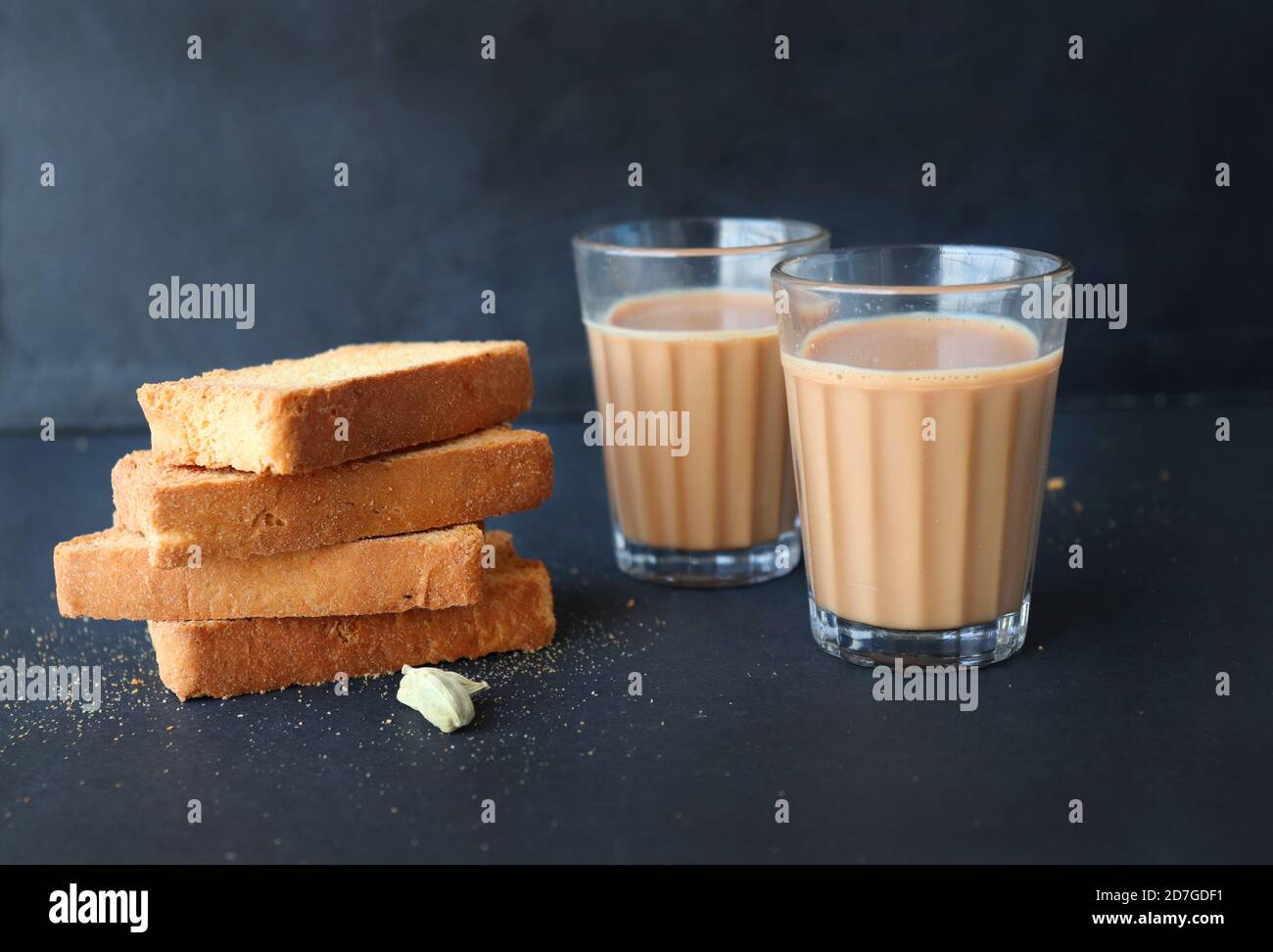 Tea Time Snack - Healthy Wheat rusk served with Indian hot masala tea ...