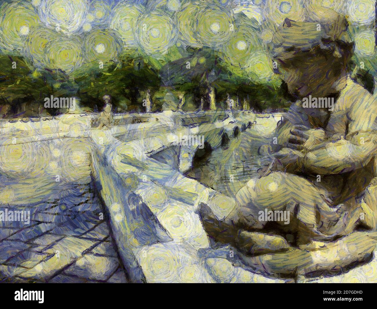 Landscape park corridor Illustrations creates an impressionist style of ...