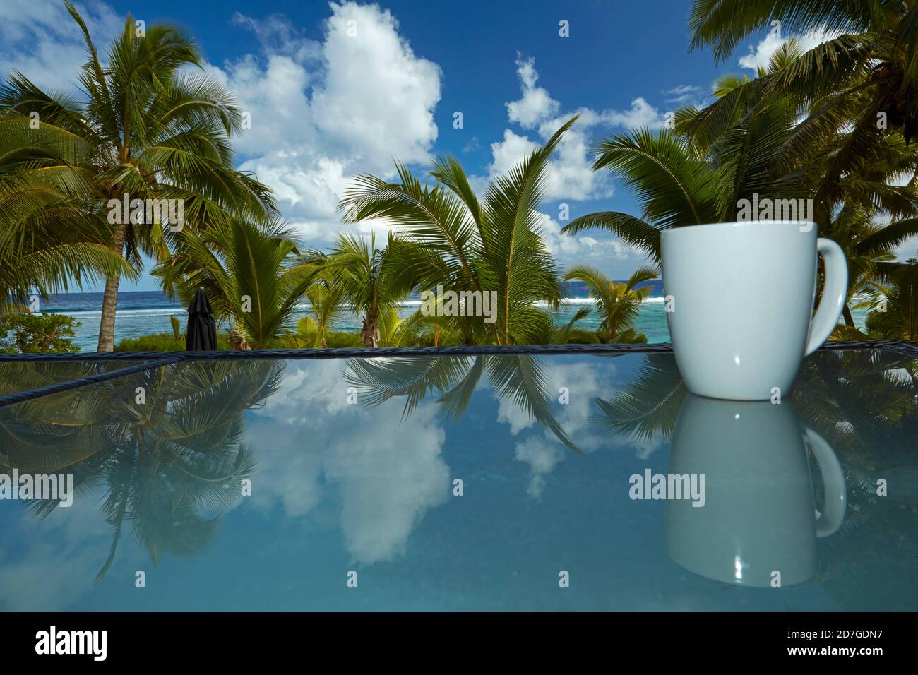Coffee and table at Beachfront Apartments, Rarotonga, Cook Islands ...
