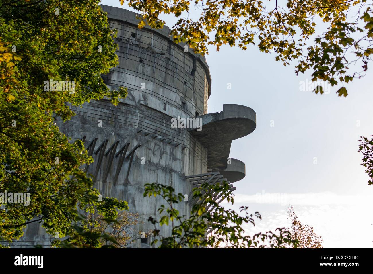 Old third Reich Air Defence Tower (Flakturm) in the Augarten park in ...