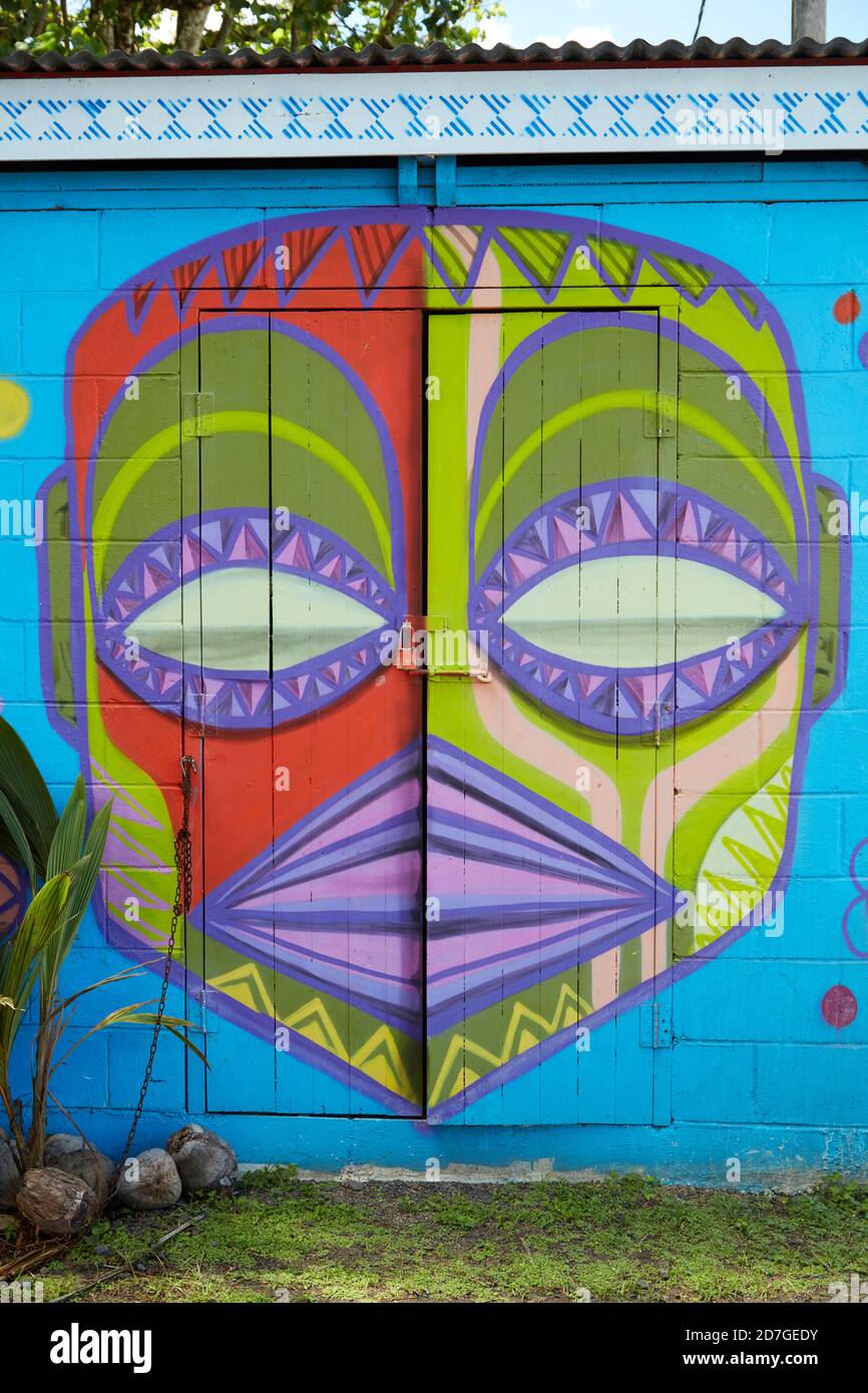 Mural on shed, Vaimaanga, Rarotonga, Cook Islands, South Pacific Stock ...