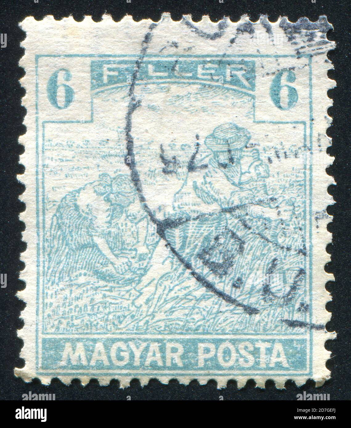 HUNGARY - CIRCA 1916: stamp printed by Hungary, shows Harvesting Wheat ...