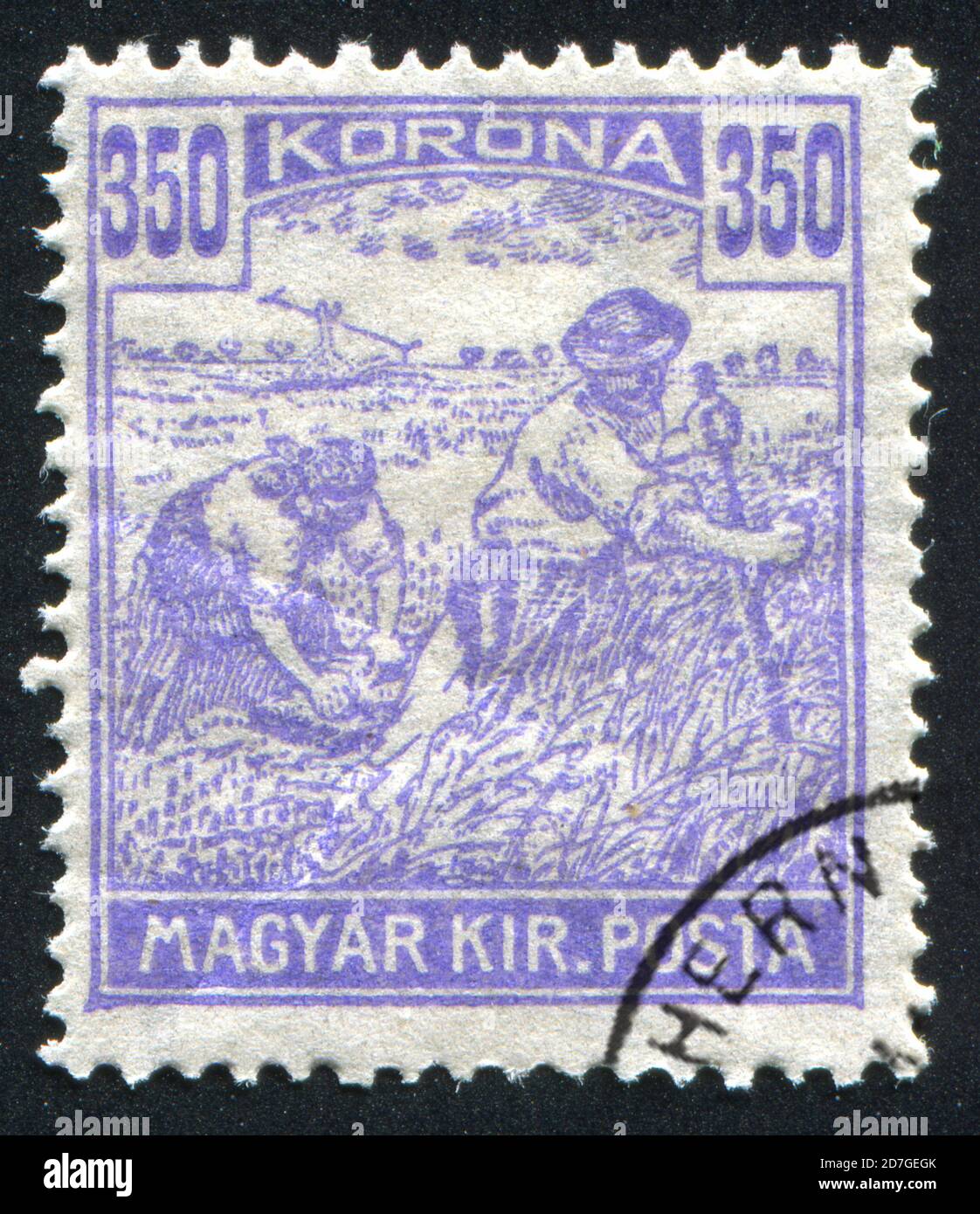 HUNGARY - CIRCA 1916: stamp printed by Hungary, shows Harvesting Wheat ...
