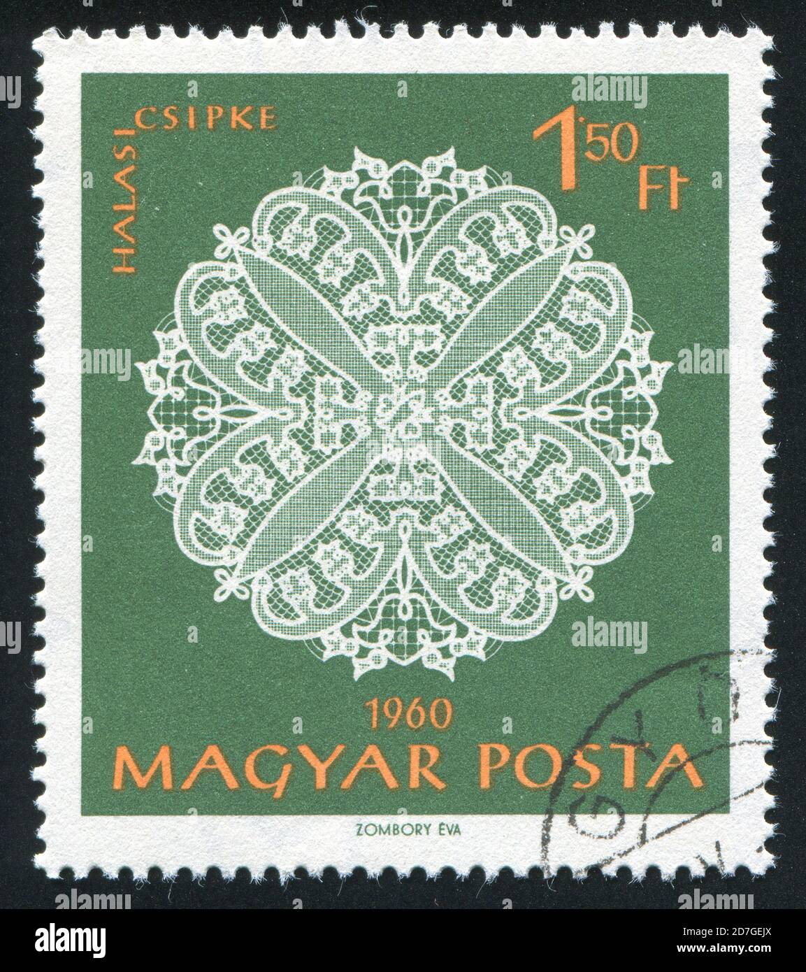 HUNGARY - CIRCA 1960: stamp printed by Hungary, shows Halas lace ...