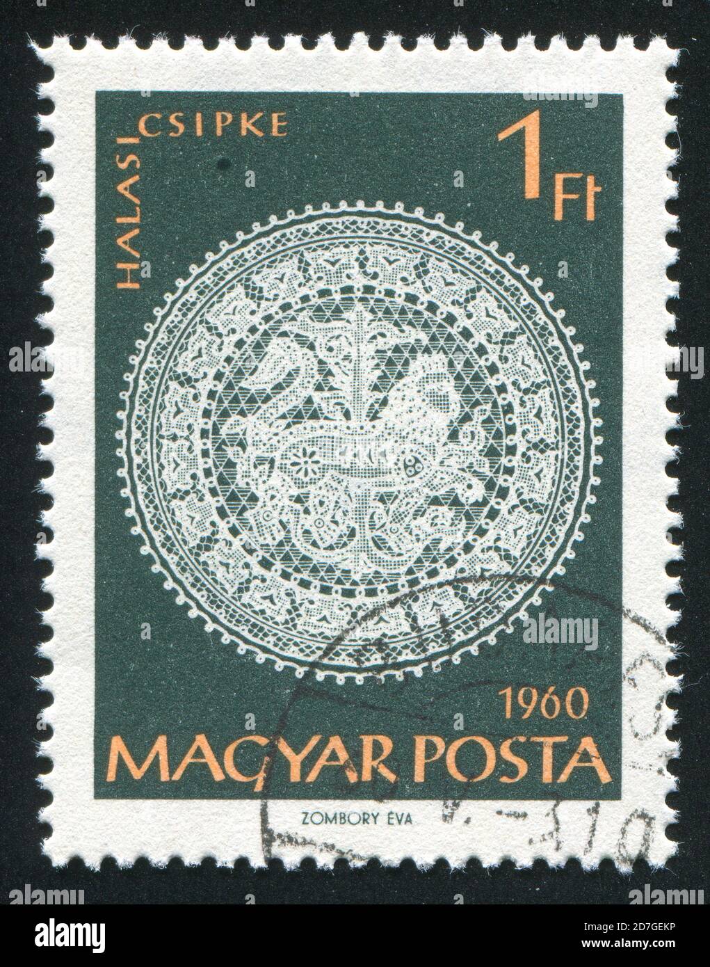 HUNGARY - CIRCA 1960: stamp printed by Hungary, shows Halas lace ...