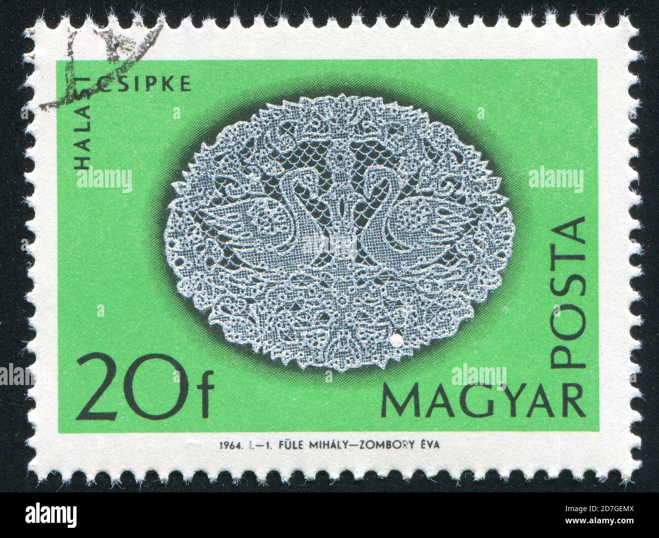 HUNGARY - CIRCA 1964: stamp printed by Hungary, shows Halas lace ...