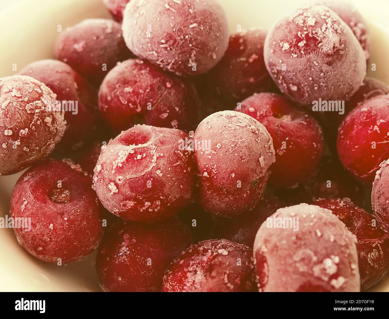 Frozen sweet cherry. Red berries frozen cherry winter food background ...