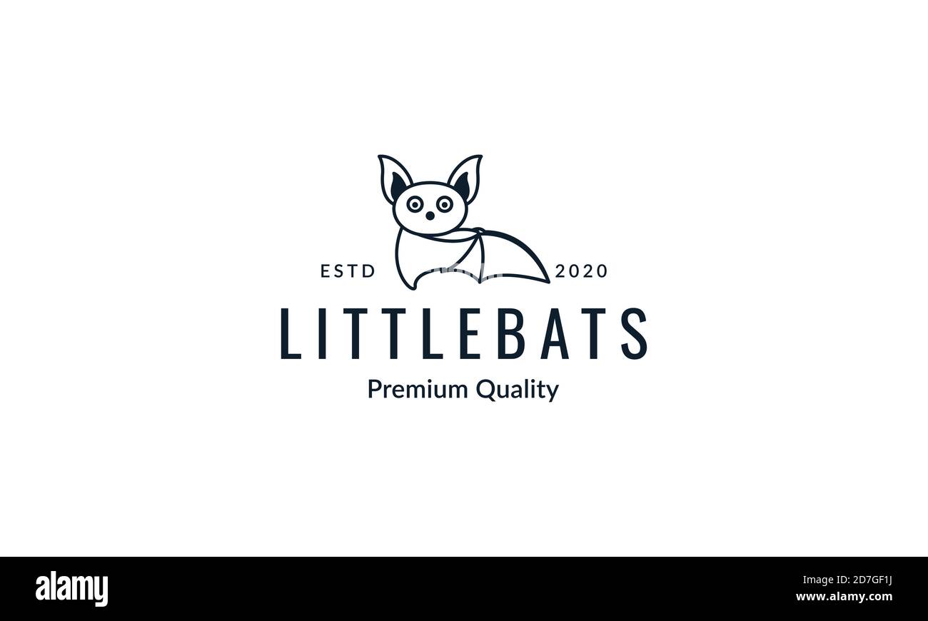 bat modern bat cute line art outline logo vector illustration design ...