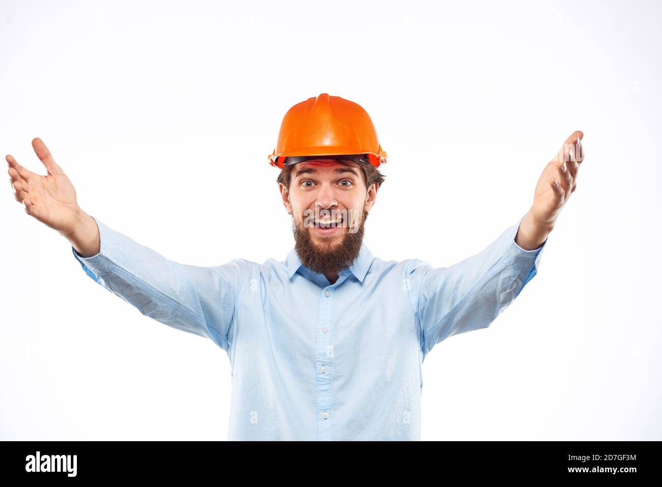 engineer in orange safety helmet in construction emotions professional ...