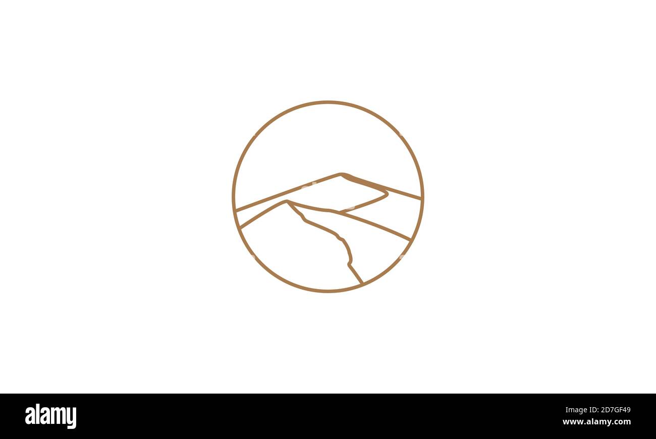 Desert line art outline minimalist logo vector illustration design ...