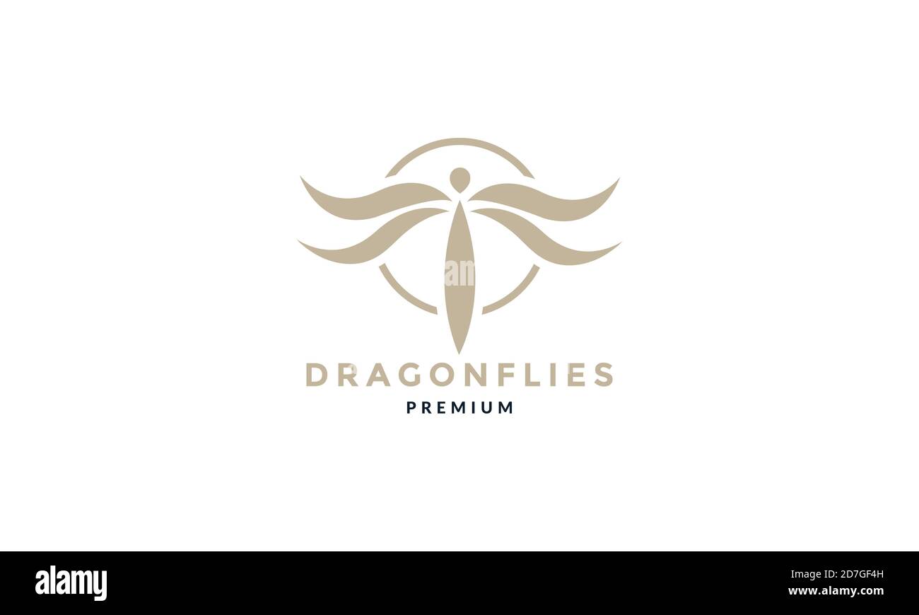 animal insect dragonflies luxury with circle logo vector illustration ...