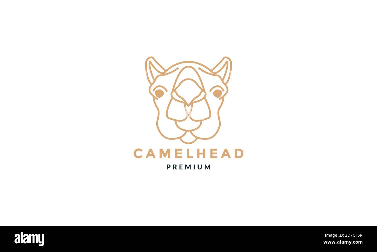 Camel head face line art outline unique logo vector illustration design ...