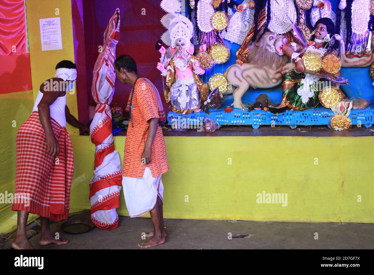 Kolkata, India. 23rd Oct, 2020. One of the first rituals of durga puja ...