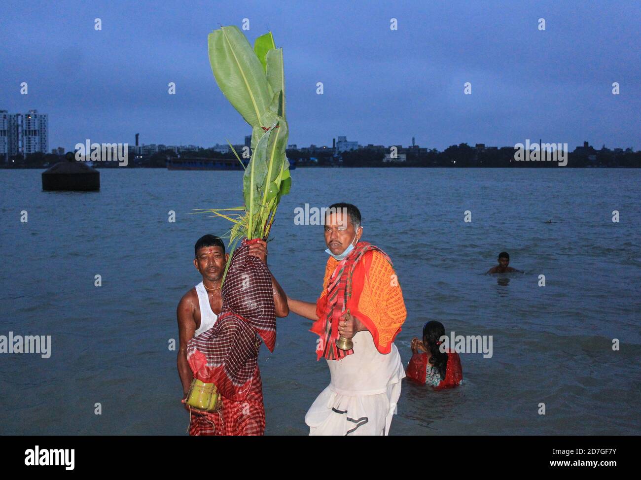 Kolkata, India. 23rd Oct, 2020. One of the first rituals of durga puja ...