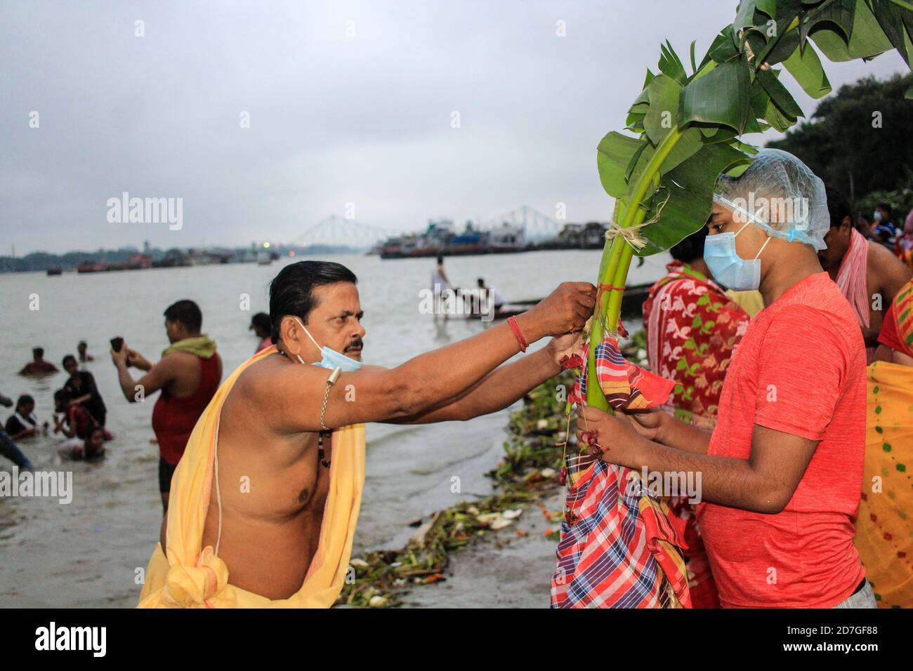 Kolkata, India. 23rd Oct, 2020. One of the first rituals of durga puja ...