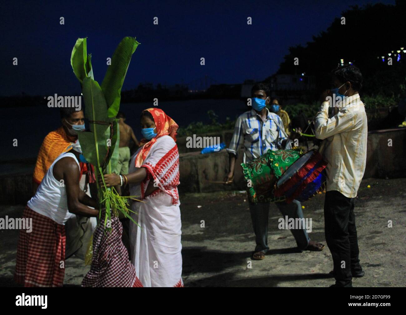 Kolkata, India. 23rd Oct, 2020. One of the first rituals of durga puja ...
