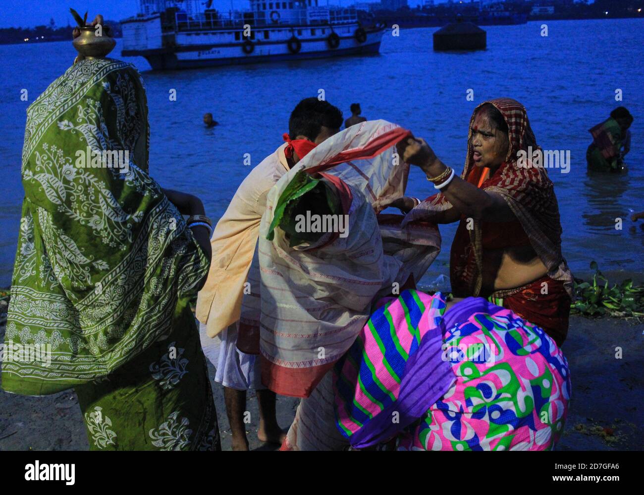 Kolkata, India. 23rd Oct, 2020. One of the first rituals of durga puja ...